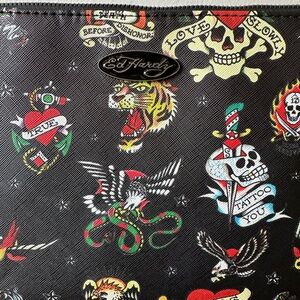 Ed Hardy | Bags | Ed Hardy Multicolor Tattoo Design Cosmetic Toiletry ...